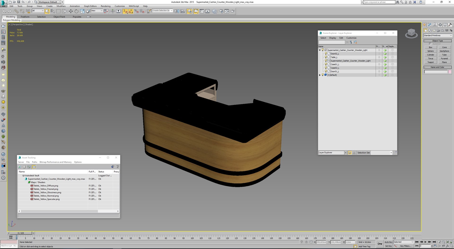 3D Model Supermarket Cashier Counter Wooden Light - TurboSquid 2073862