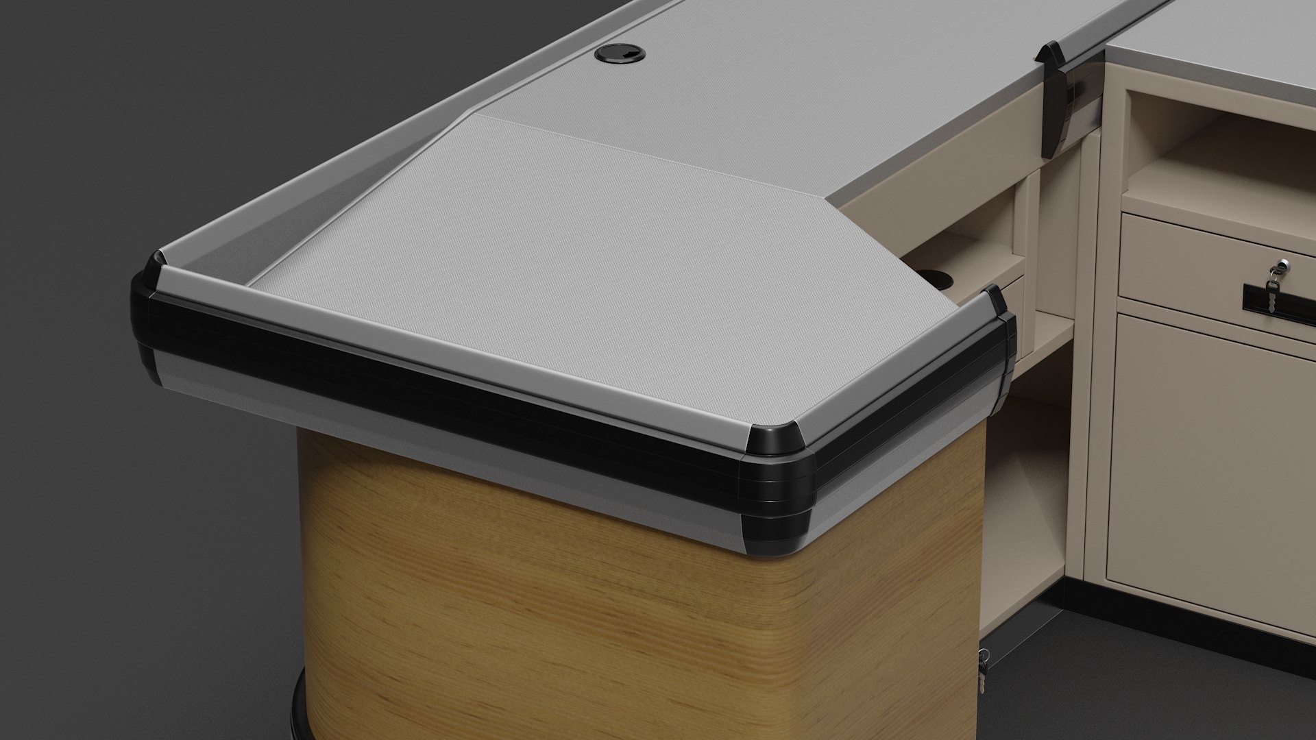 3D Model Supermarket Cashier Counter Wooden Light - TurboSquid 2073862