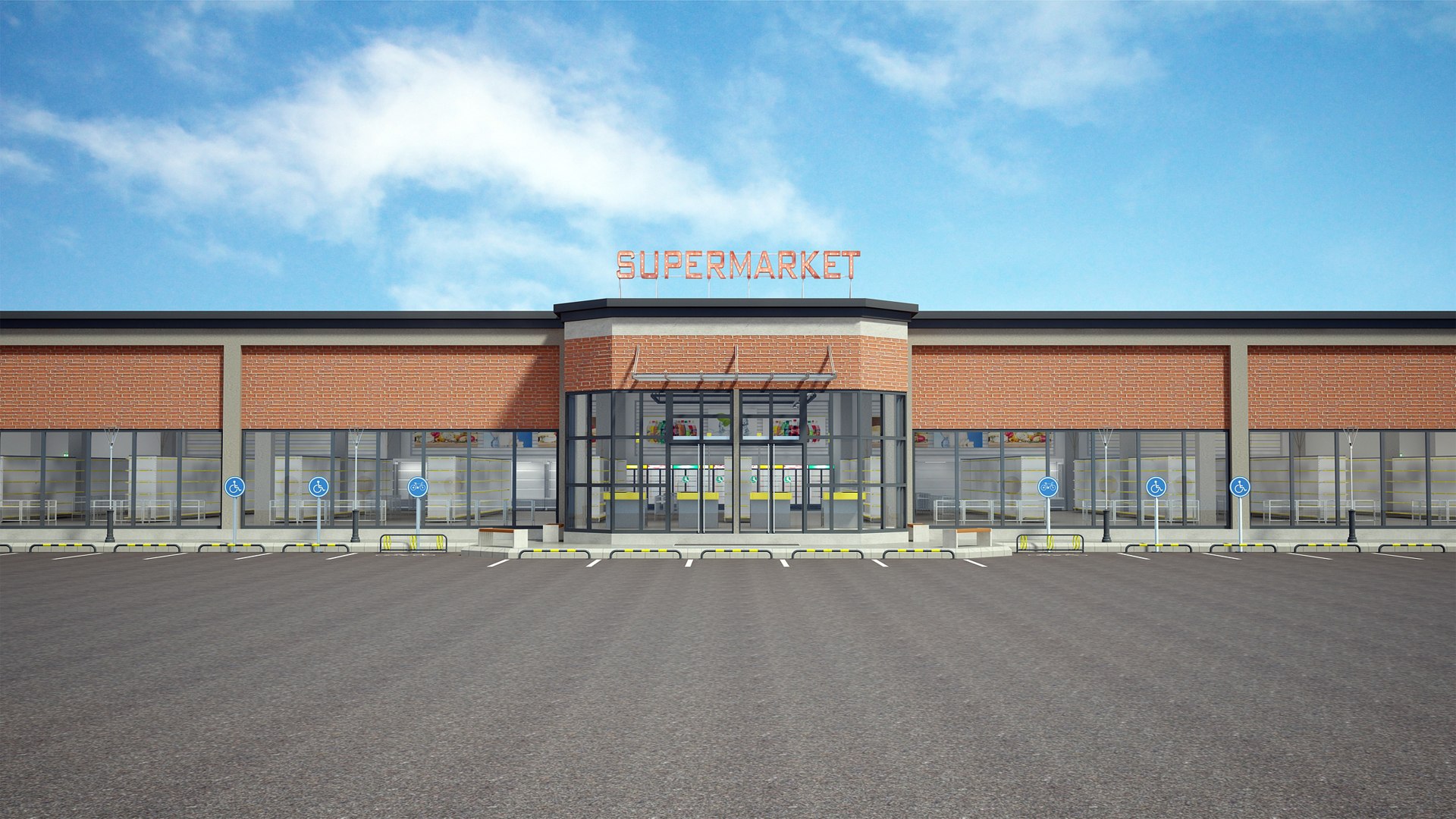 Supermarket Building Full Model - TurboSquid 1970210