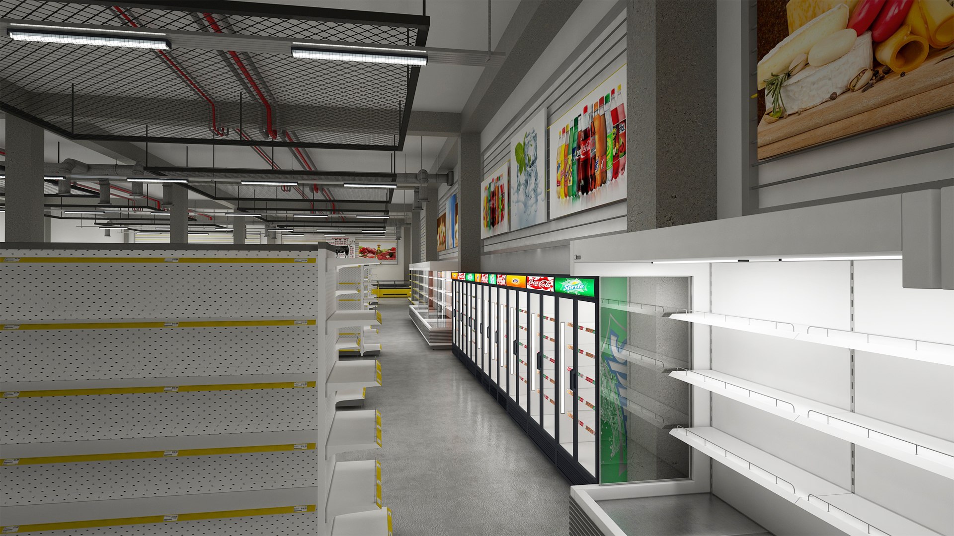 Supermarket Building Full Model - TurboSquid 1970210