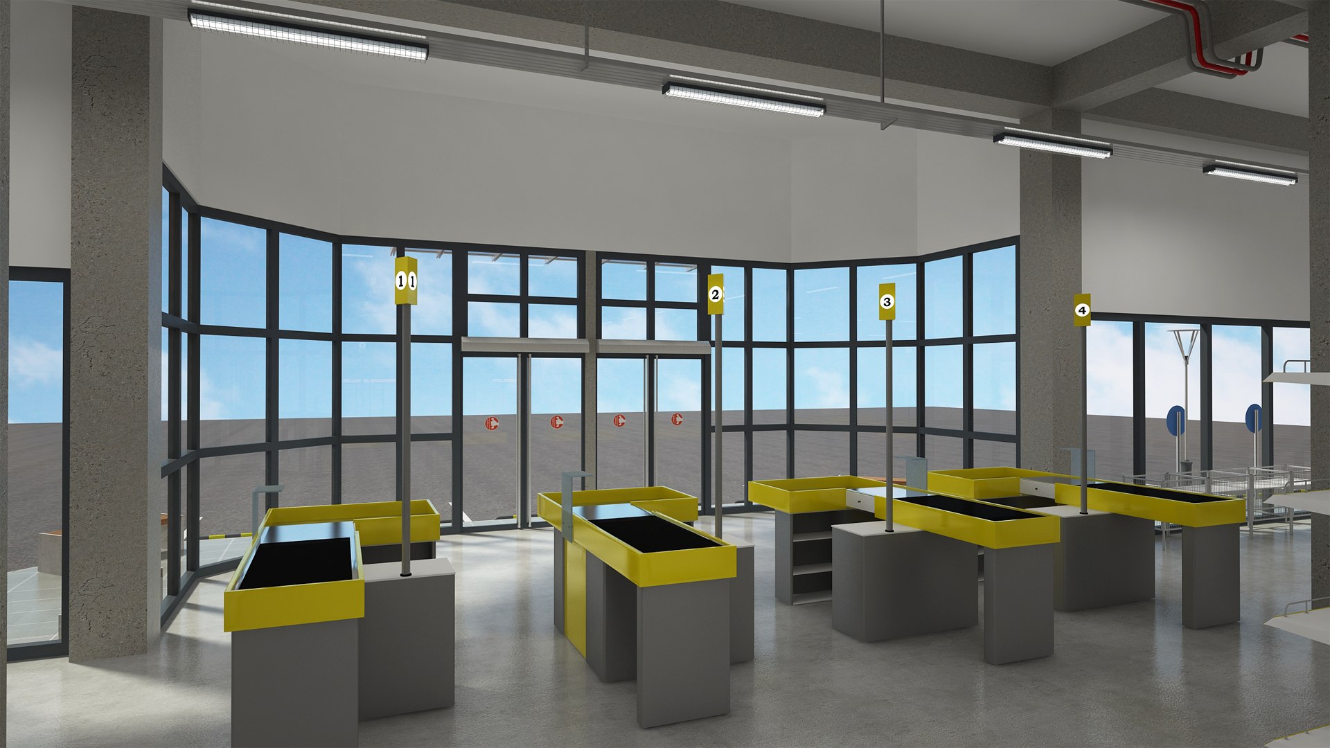 Supermarket Building Full Model - TurboSquid 1970210
