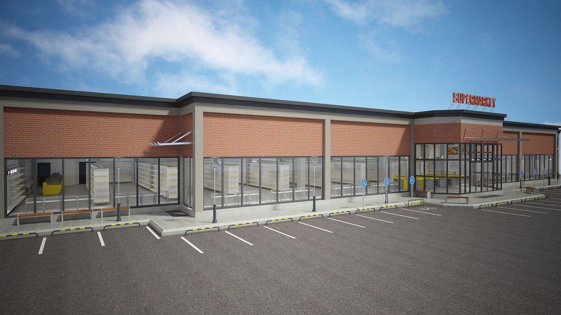 Supermarket Building Full Model - TurboSquid 1970210