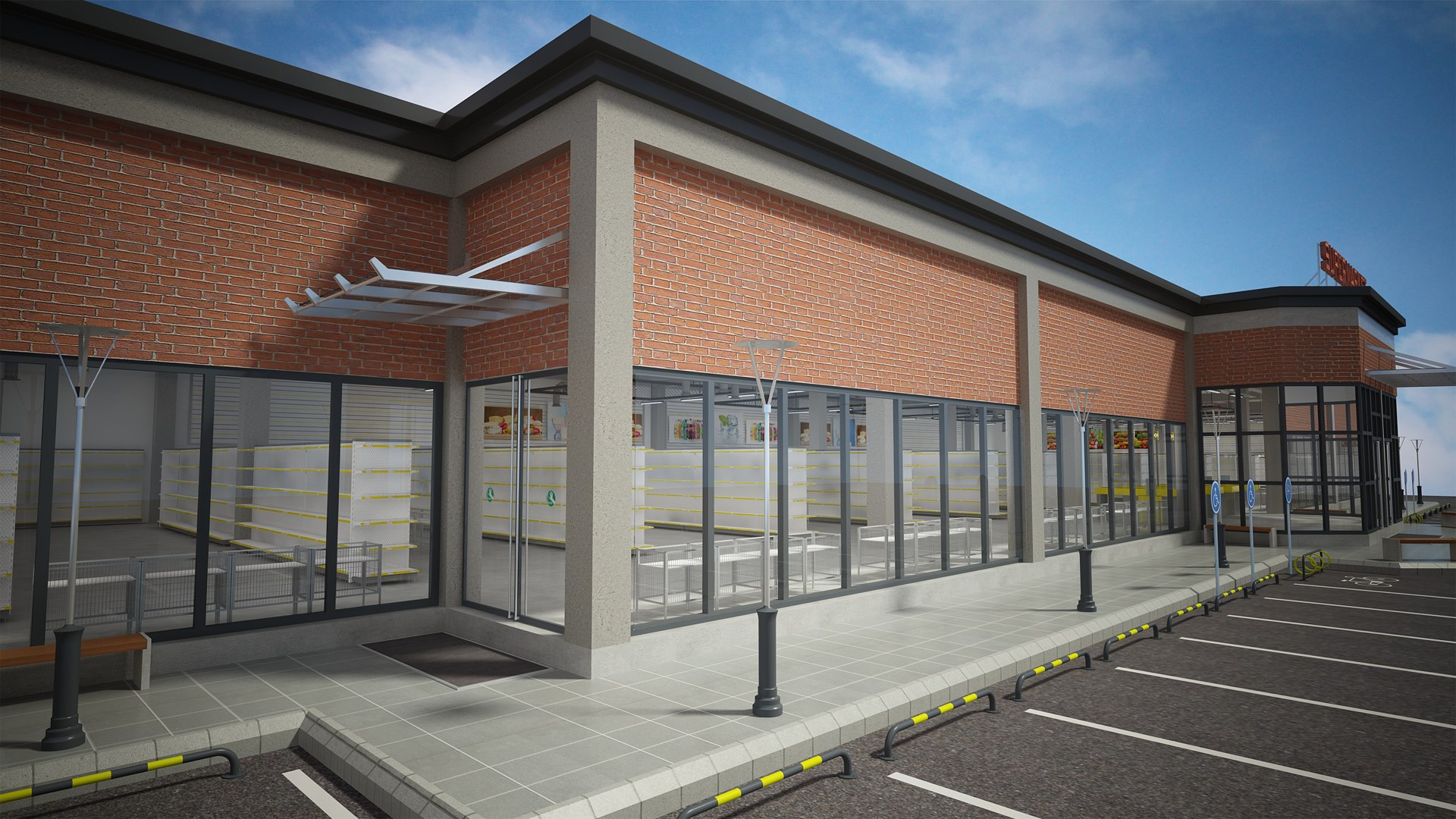 Supermarket Building Full Model - TurboSquid 1970210