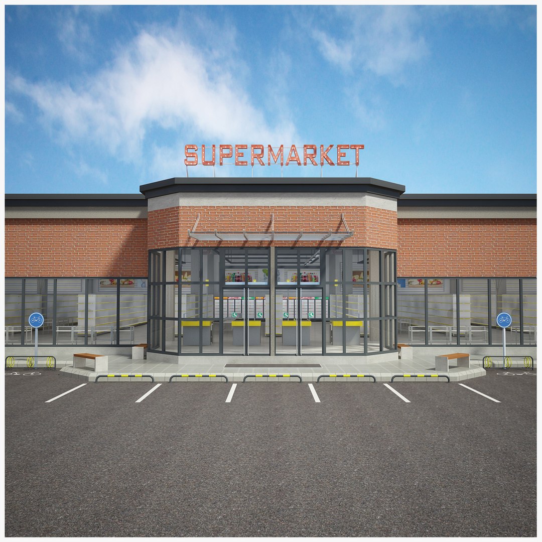 Supermarket Building Full Model - TurboSquid 1970210