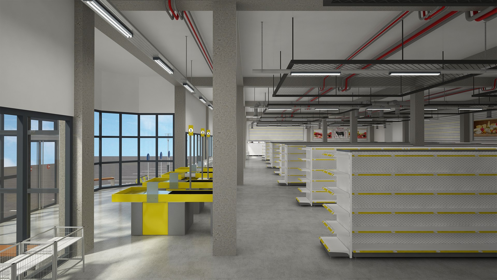 Supermarket Building Full Model - TurboSquid 1970210