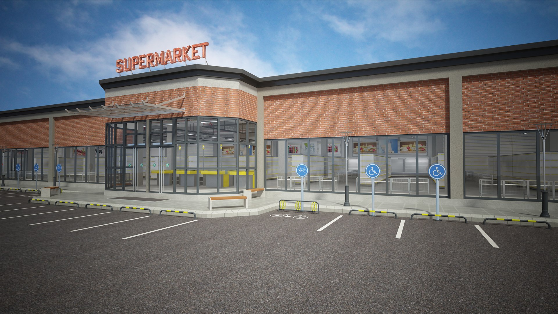 Supermarket Building Full Model - TurboSquid 1970210