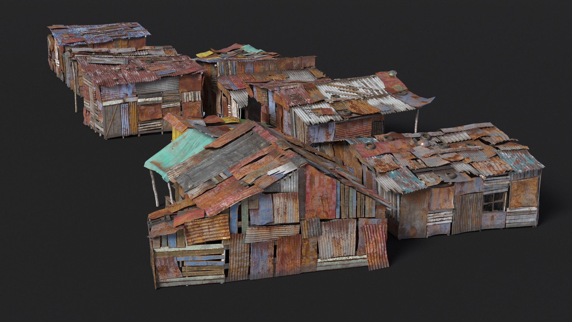 Clustered Rusty Shack Arrangement 3D - TurboSquid 2330084