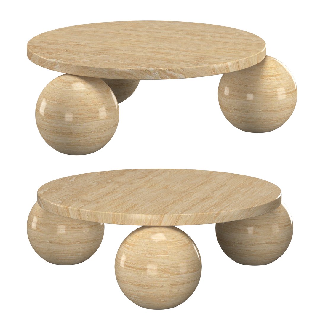 3D Amara Round Travertine Coffee Table Model - TurboSquid 2155993