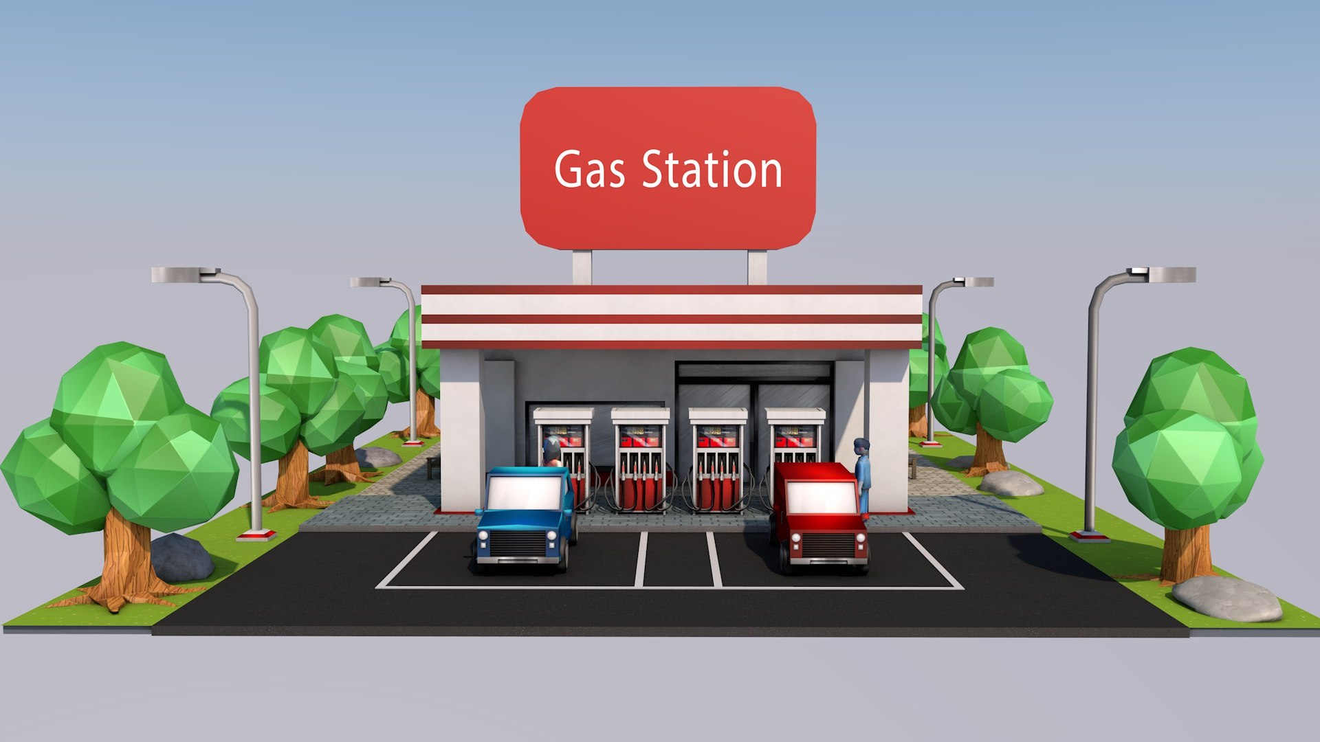 Gas StatLow Poly Gas Station 3D Cartoon Style Modelion 3D - TurboSquid ...