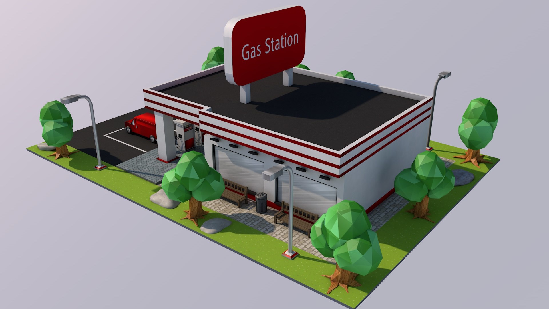 Gas StatLow Poly Gas Station 3D Cartoon Style Modelion 3D - TurboSquid ...