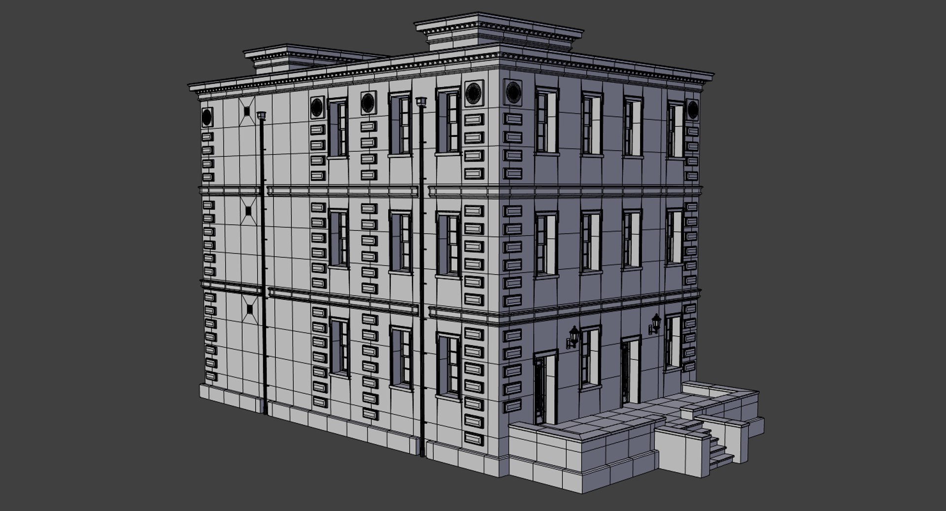 Brick Apartment Building Interior Exterior 3d Obj