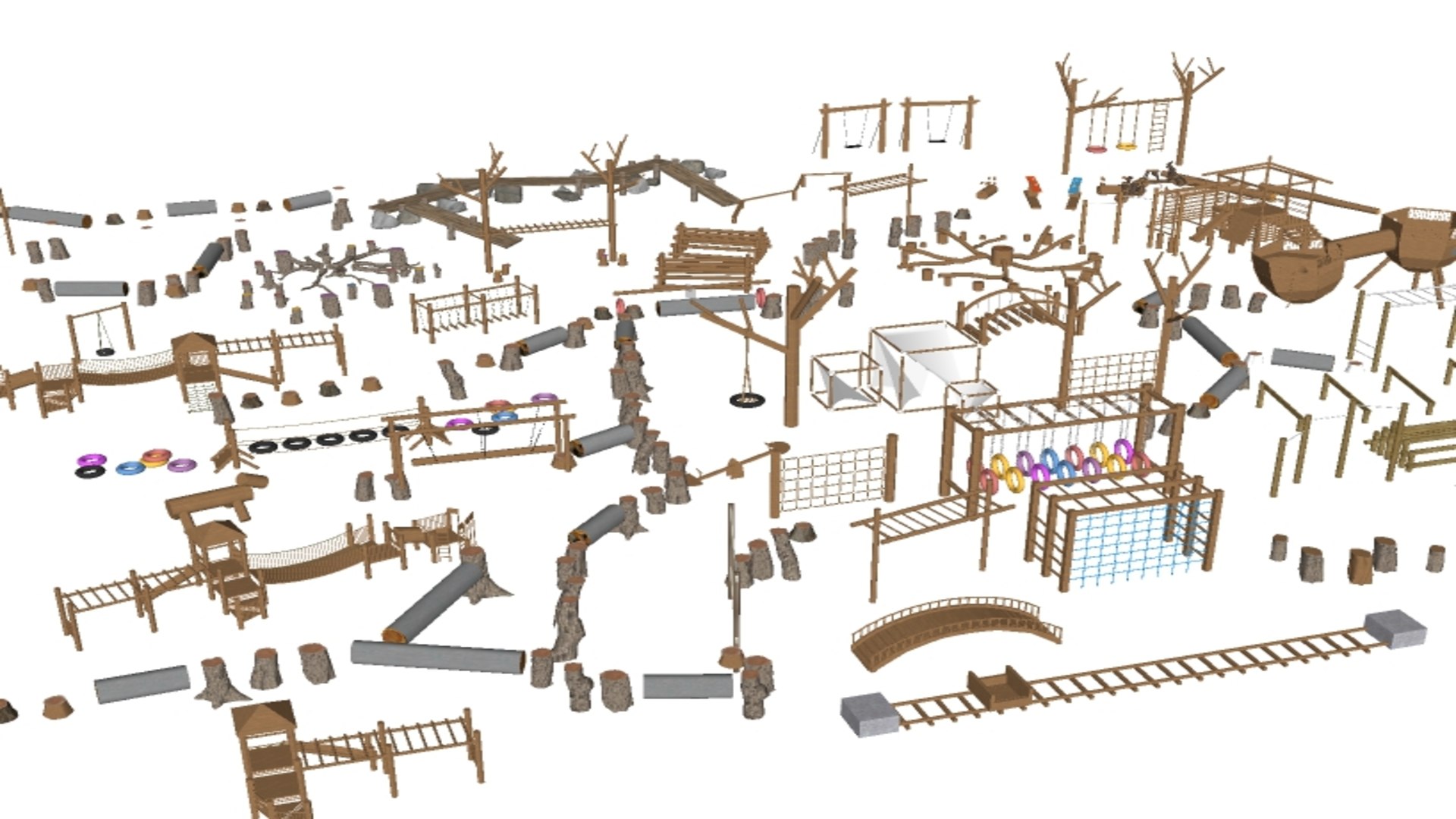 Outdoor Wood Playground Low-poly 3D Model2 Model - TurboSquid 2206029