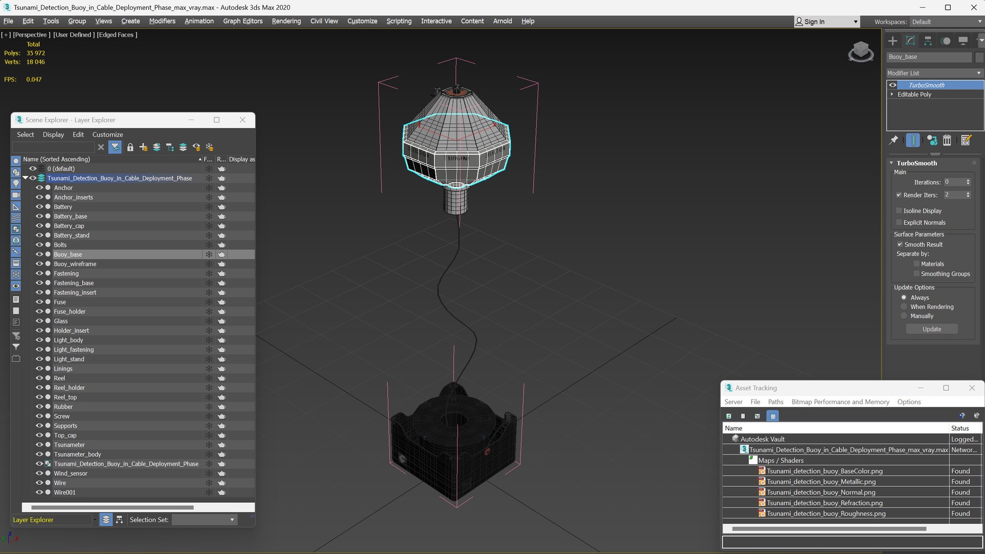 Tsunami Detection Buoy In Cable Deployment Phase 3d Model Turbosquid 2413155