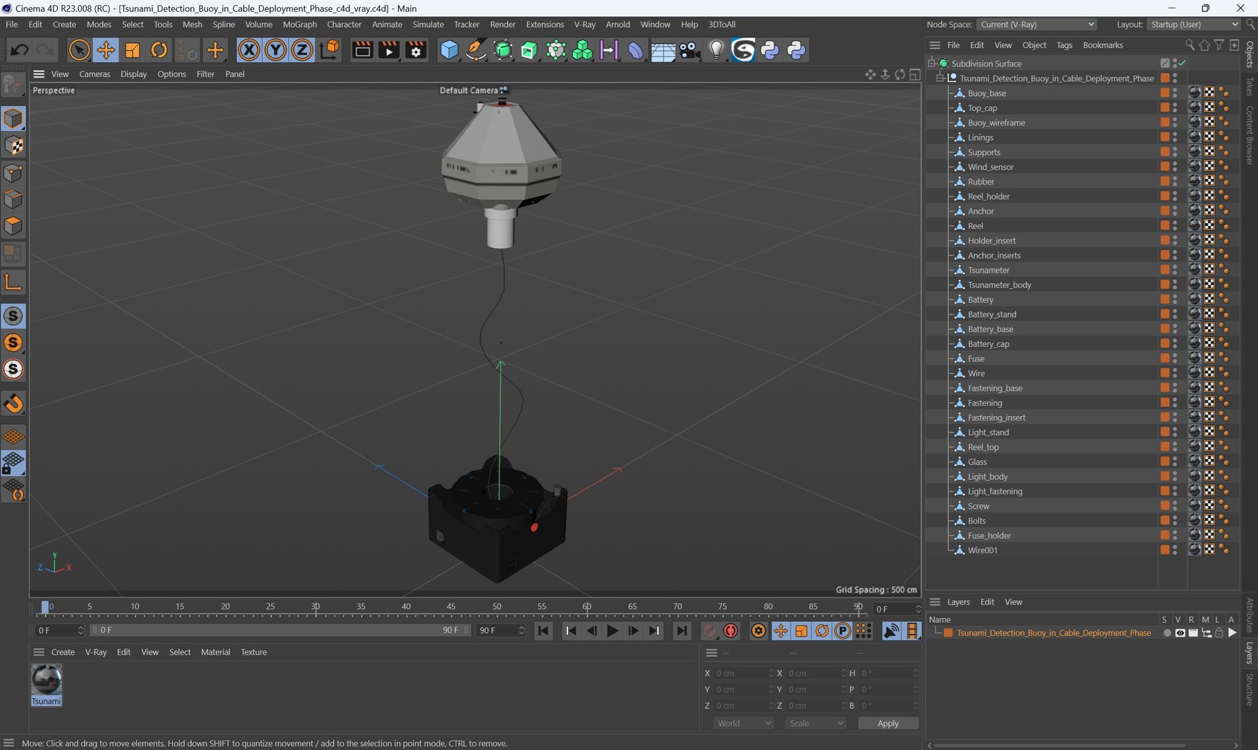 Tsunami Detection Buoy In Cable Deployment Phase 3d Model Turbosquid 2413155