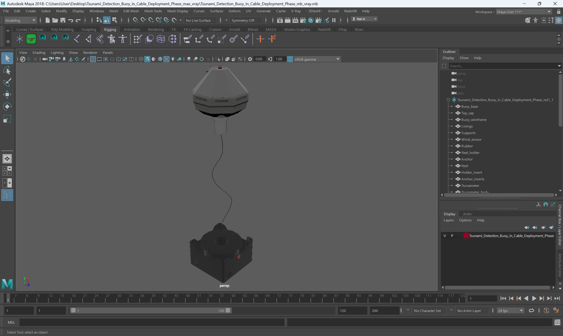 Tsunami Detection Buoy In Cable Deployment Phase 3d Model Turbosquid 2413155