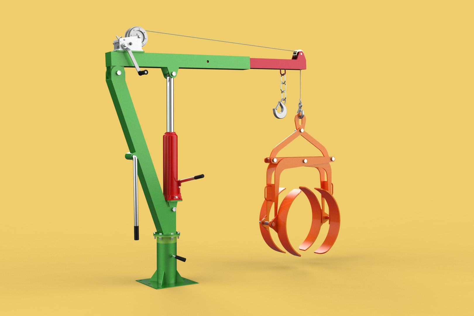 HAND WINCH CRANE HOIST DRUM BARREL LIFTER LIFTING CLAMP GRAB JIB 3D ...