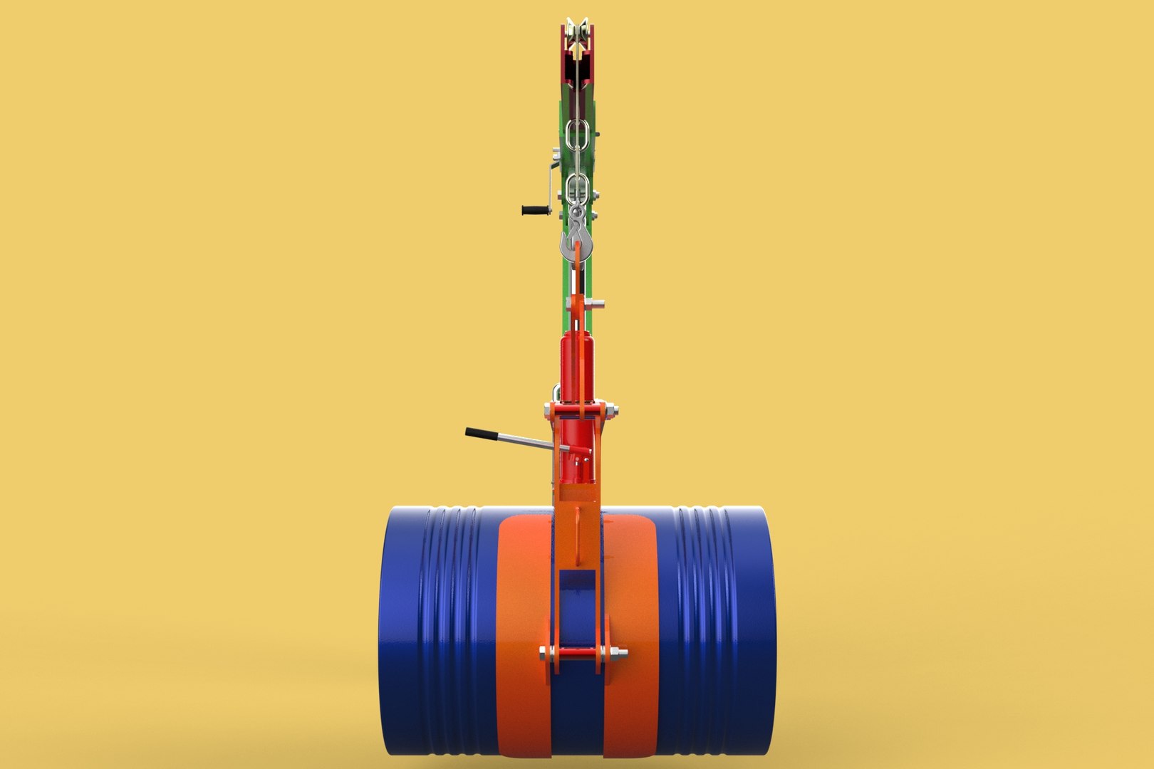 HAND WINCH CRANE HOIST DRUM BARREL LIFTER LIFTING CLAMP GRAB JIB 3D ...