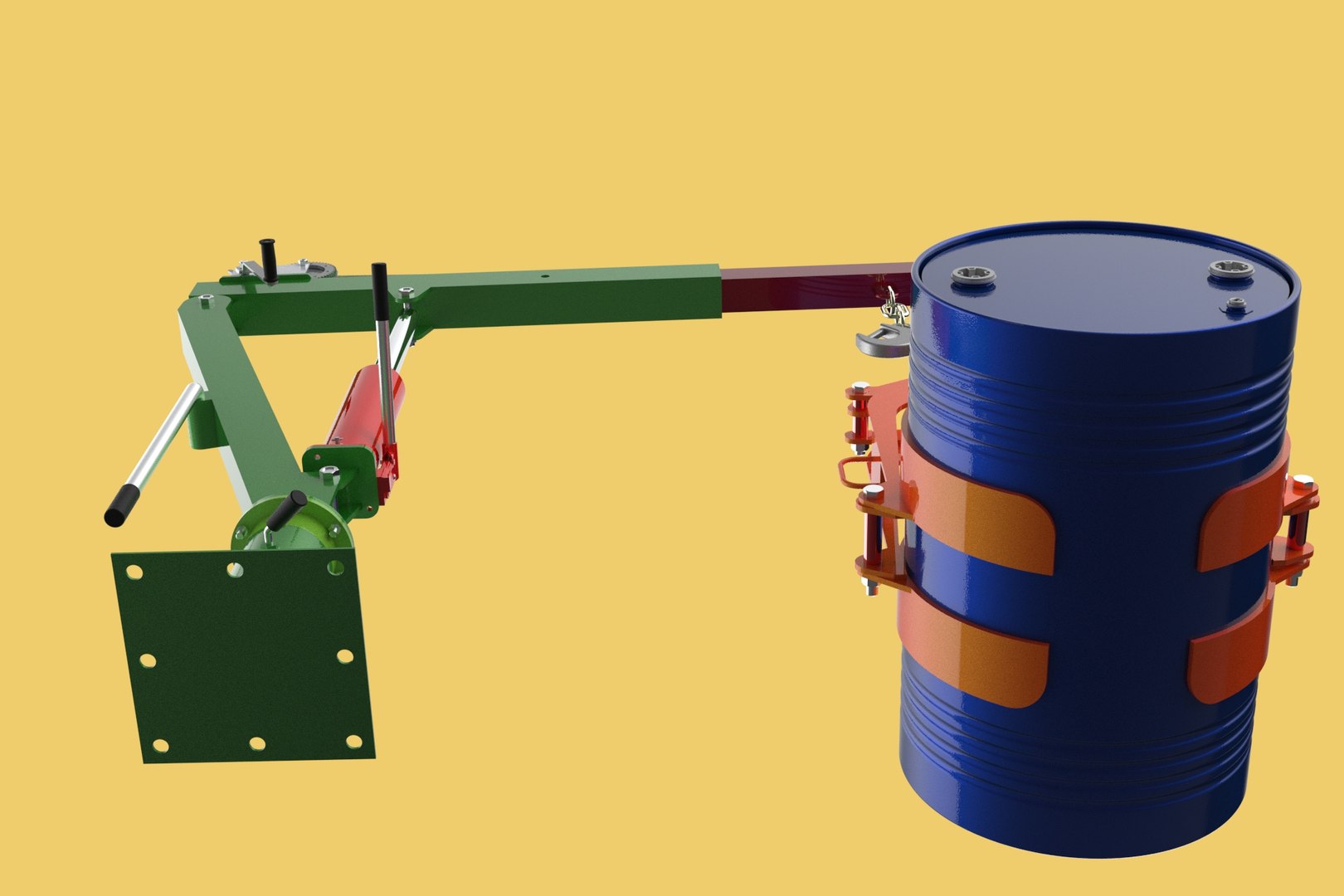 HAND WINCH CRANE HOIST DRUM BARREL LIFTER LIFTING CLAMP GRAB JIB 3D ...