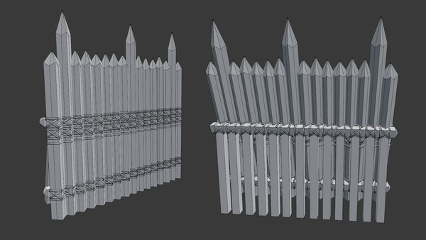 3D PALISADE BARRIER BARRICADE WALL MEDIEVAL VILLAGE FORT COLLECTION ...