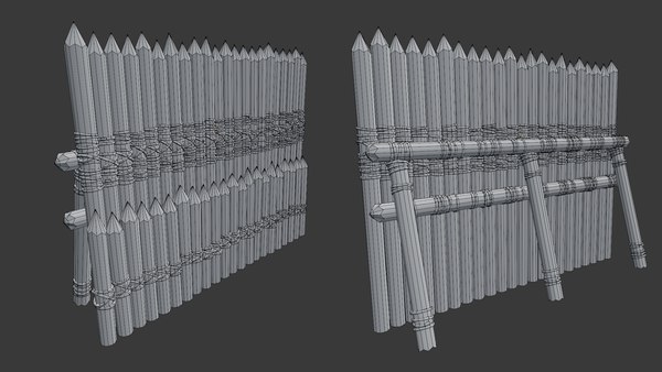 3D PALISADE BARRIER BARRICADE WALL MEDIEVAL VILLAGE FORT COLLECTION ...