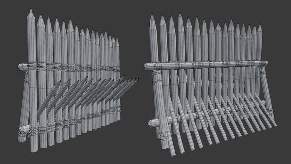 3D PALISADE BARRIER BARRICADE WALL MEDIEVAL VILLAGE FORT COLLECTION ...