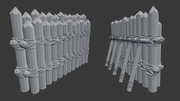 3D PALISADE BARRIER BARRICADE WALL MEDIEVAL VILLAGE FORT COLLECTION ...