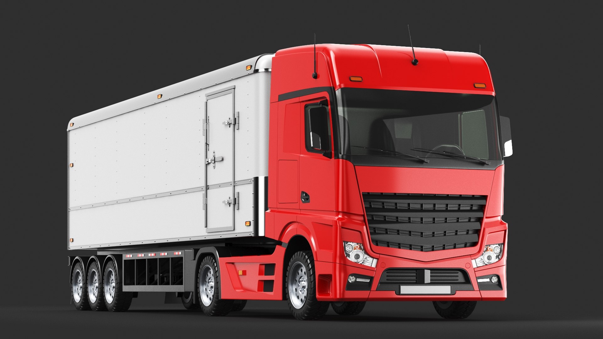 3D Detailed Transporter Box Truck Red Model - TurboSquid 2290139