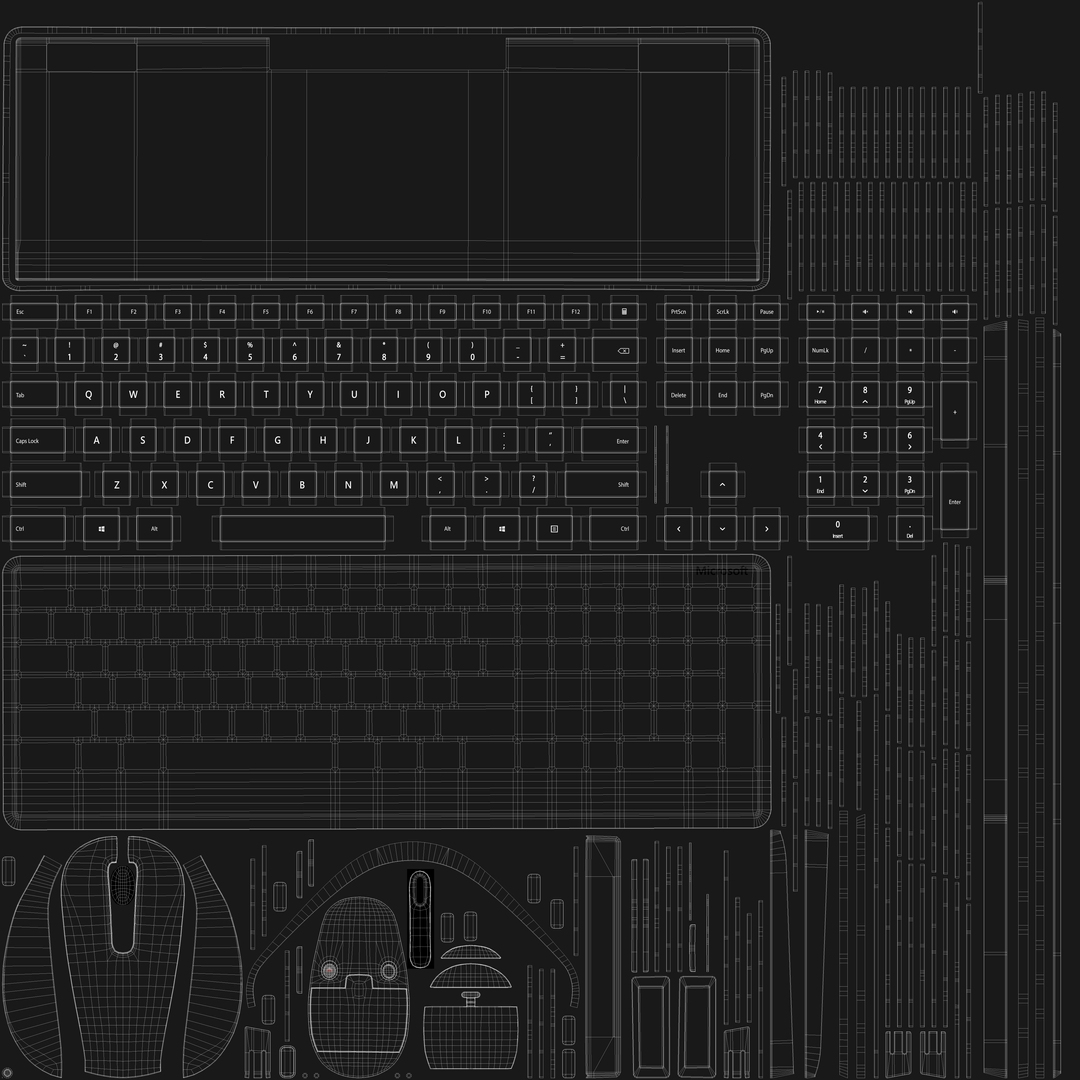 Microsoft keyboard mouse 3D model - TurboSquid 1689619