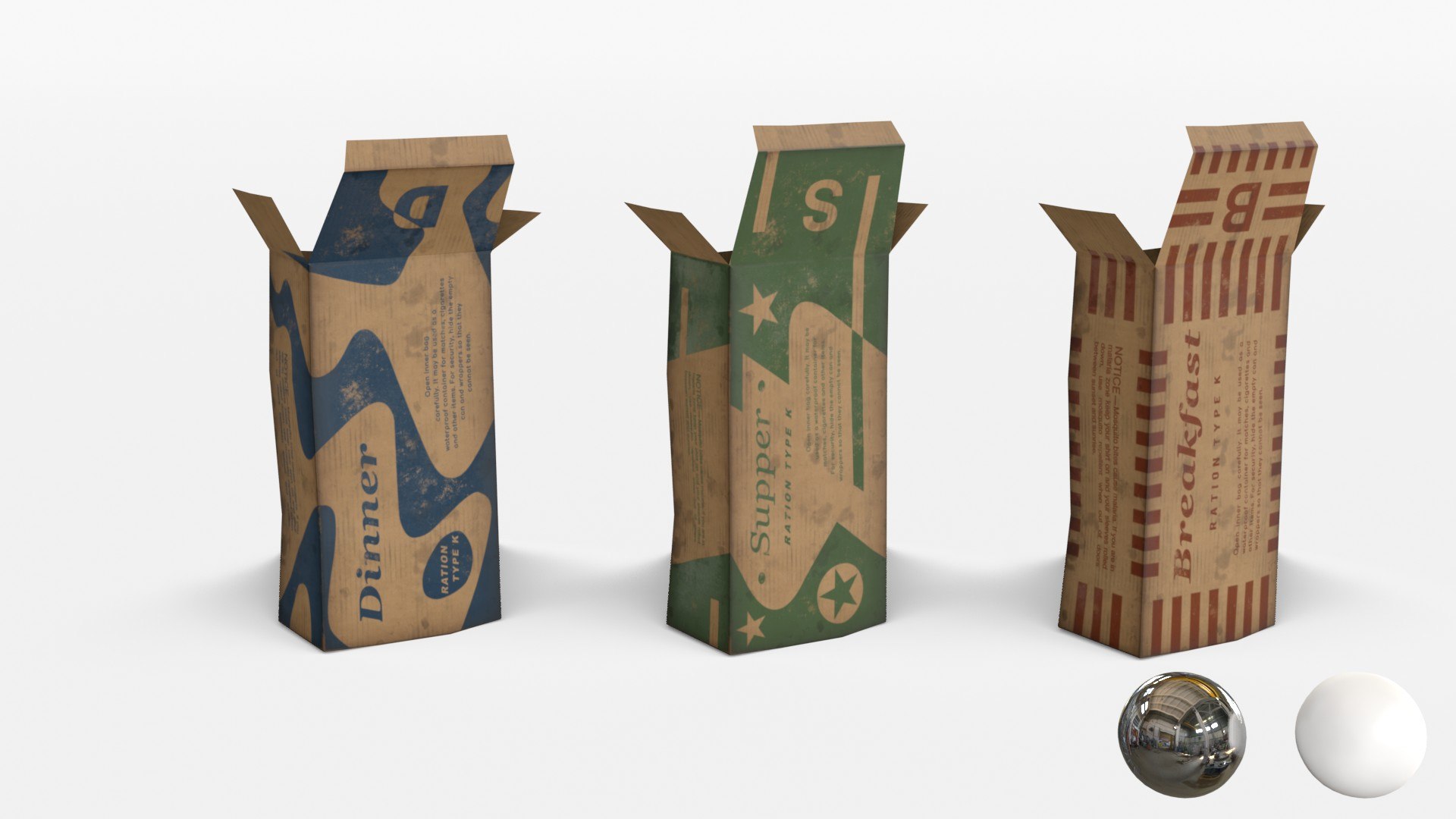 Army K-rations Boxes End 3D Model - TurboSquid 1535481