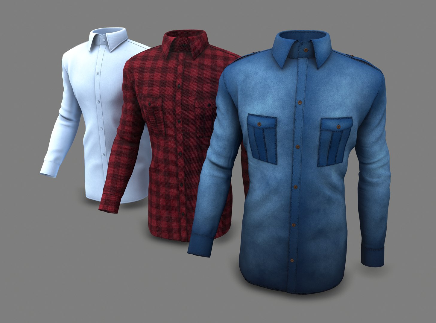 3D 3 Men Shirt - TurboSquid 1648111