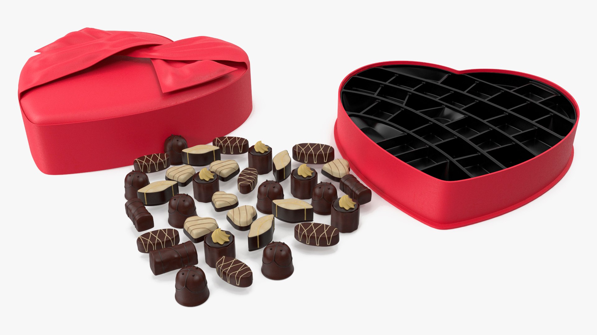 3D Fabric Heart Assorted Chocolate Gift Box - TurboSquid 2108303