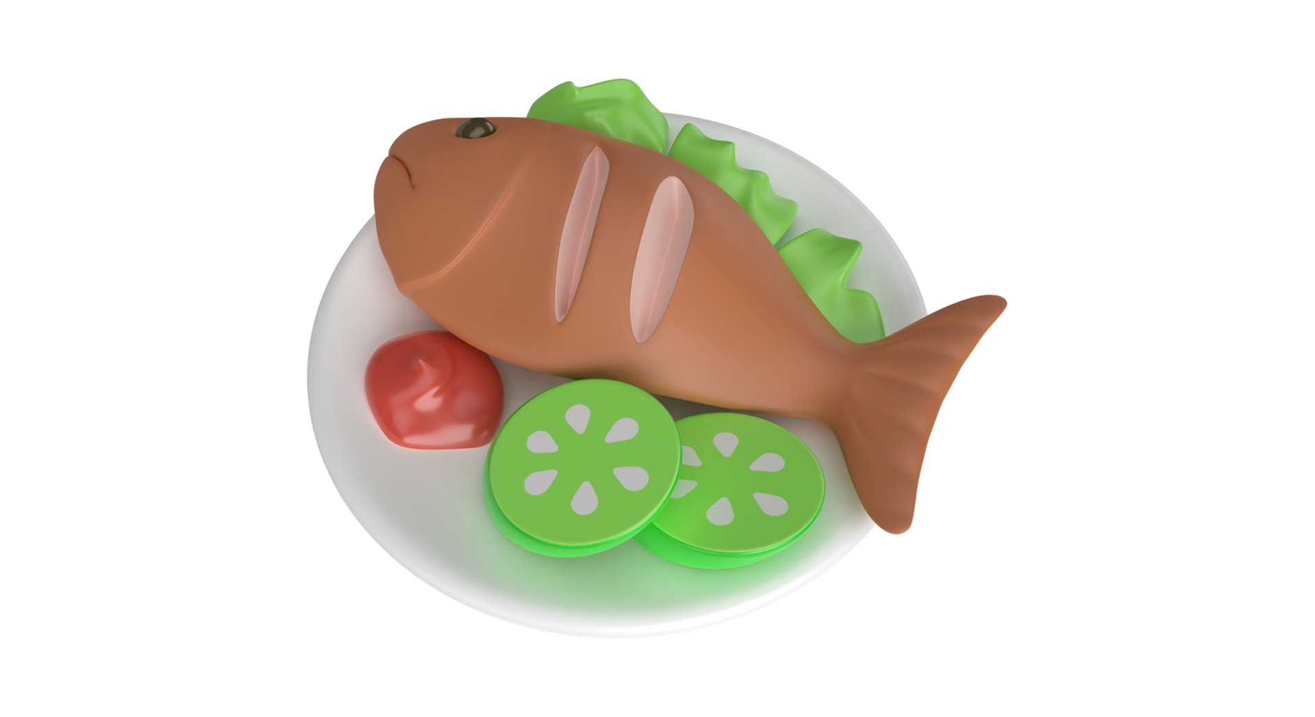 Cartoon Cooked Fish 3D Model - TurboSquid 1954975