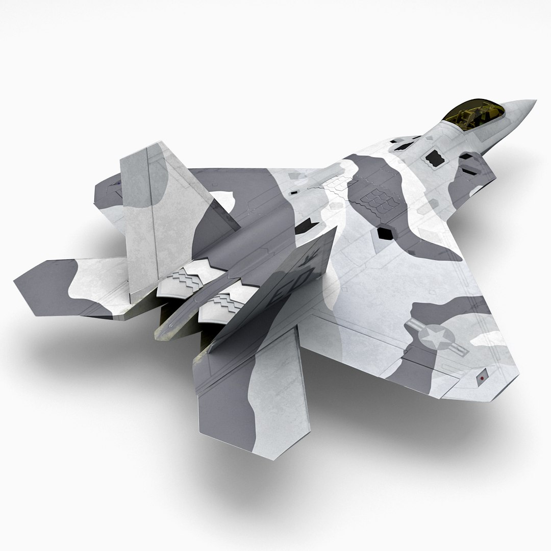 3d f-22 raptor 3 rigged model