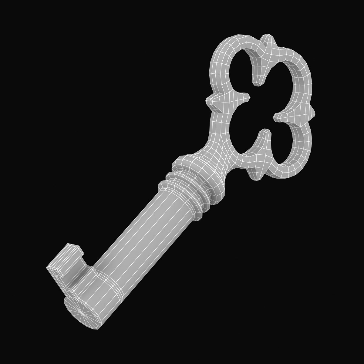 old key golden 3d dxf