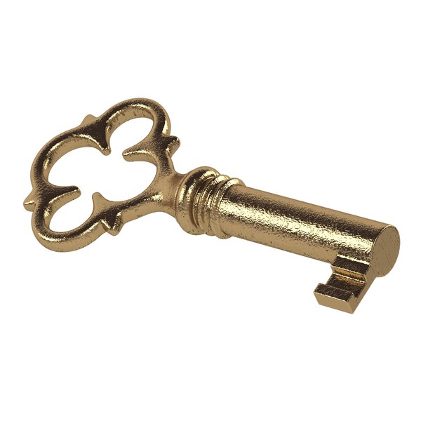 old key golden 3d dxf