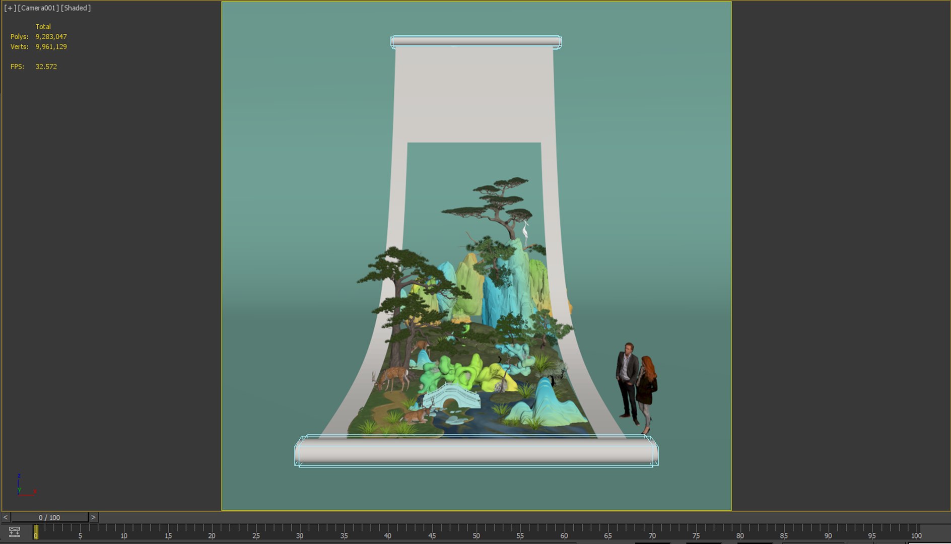 Chinese scroll three-dimensional landscape painting Chinese landscape ...