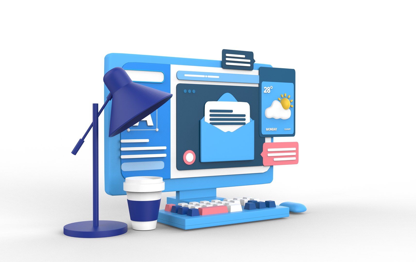 3D Computer Desk Design 3D Model - TurboSquid 2336070