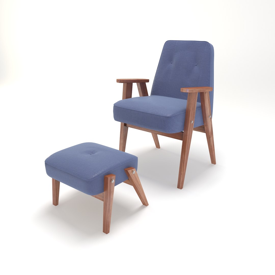 3d retro chair ottoman model