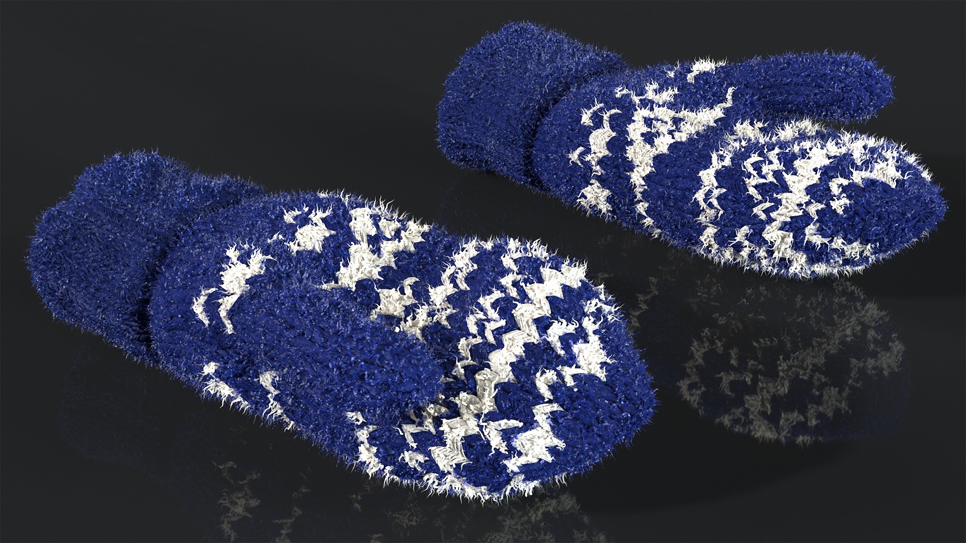 3D Model Pair Blue Wool Mittens - TurboSquid 1567870