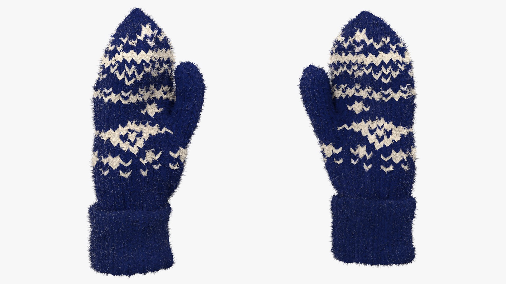 3D Model Pair Blue Wool Mittens - TurboSquid 1567870