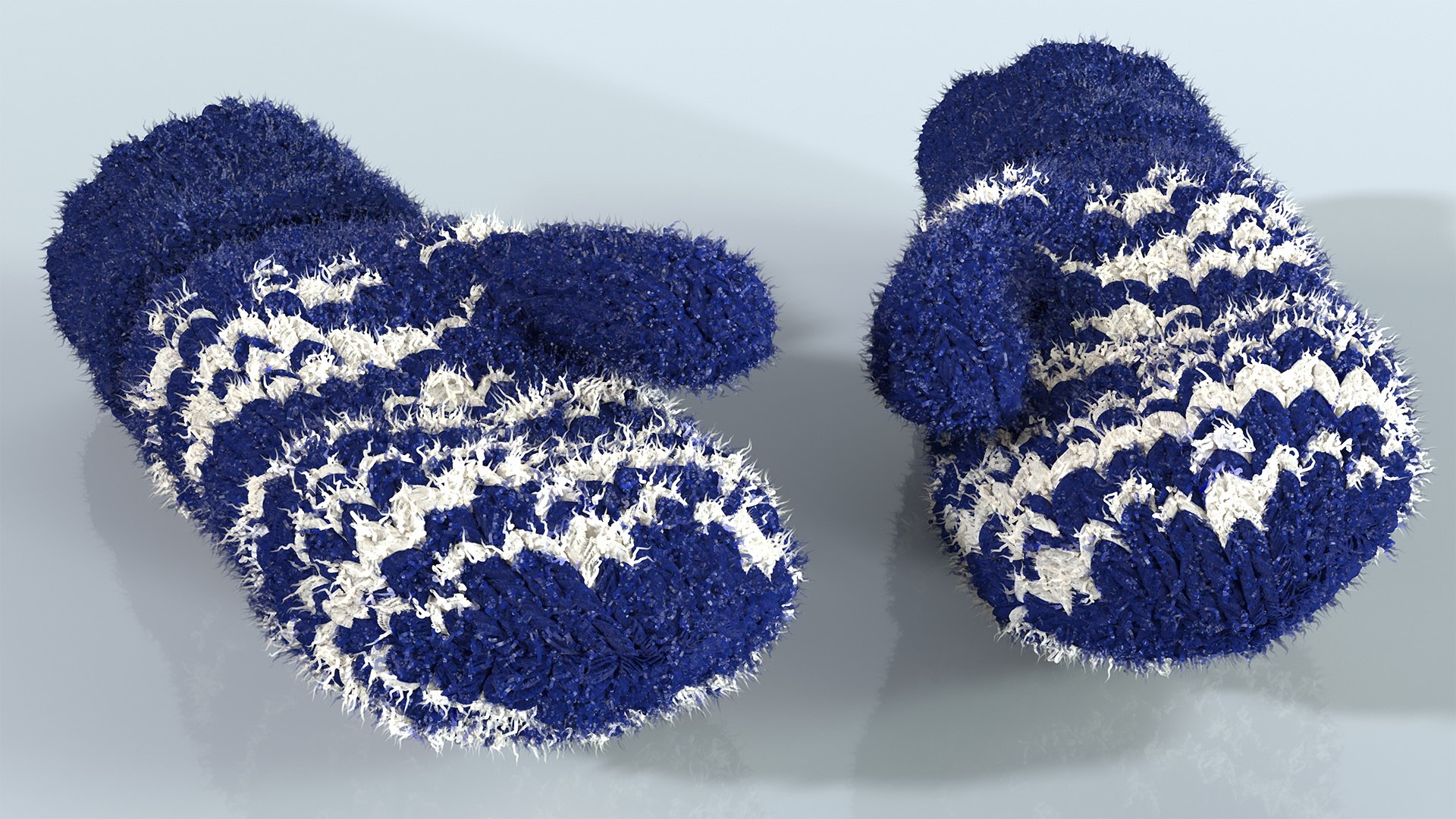 3D Model Pair Blue Wool Mittens - TurboSquid 1567870
