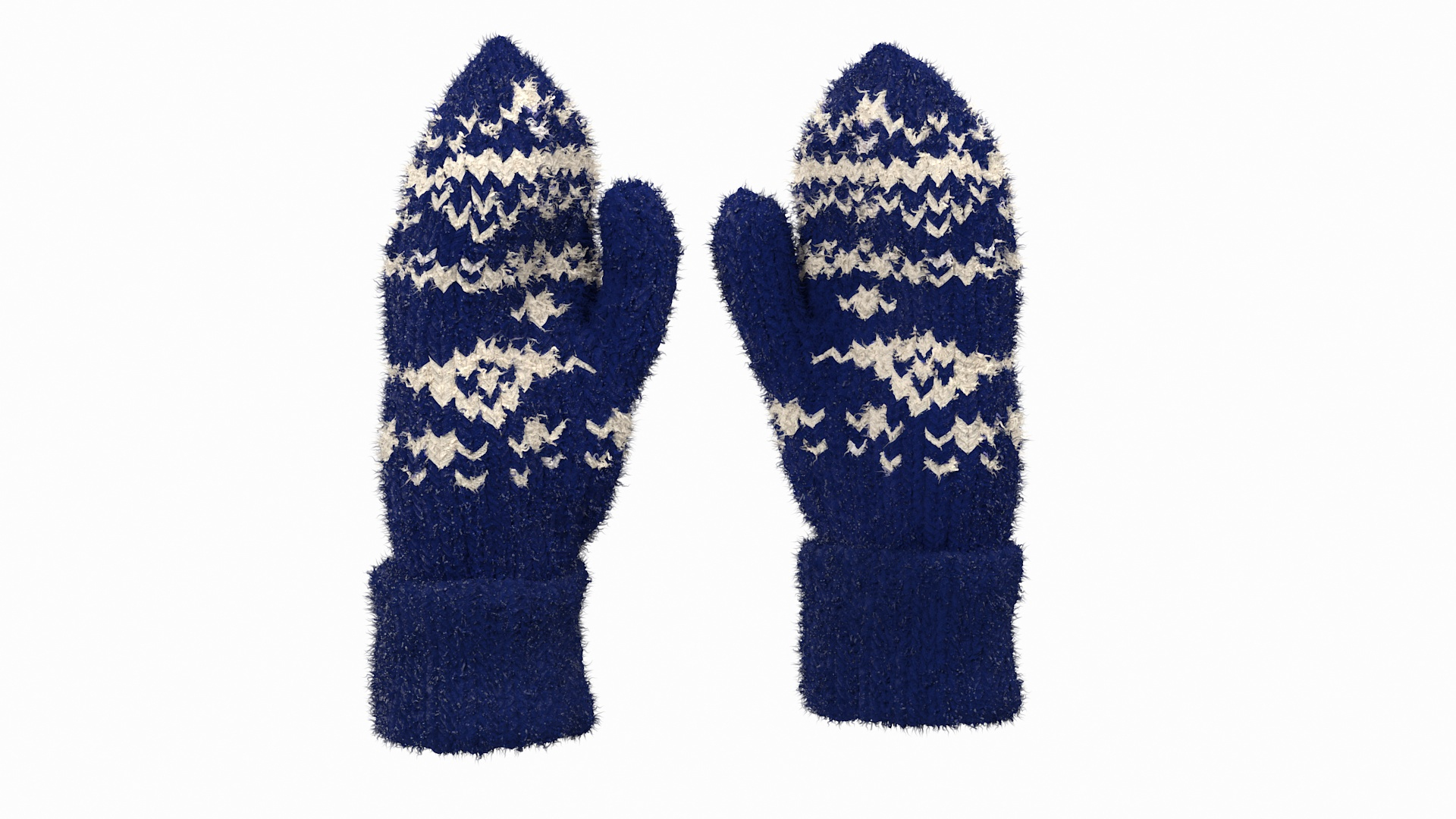 3D Model Pair Blue Wool Mittens - TurboSquid 1567870