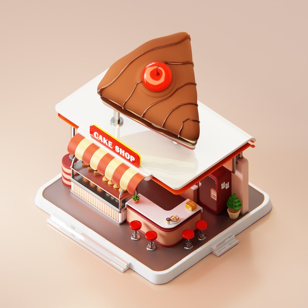3D Isometric Cake Shop Model - TurboSquid 2330250