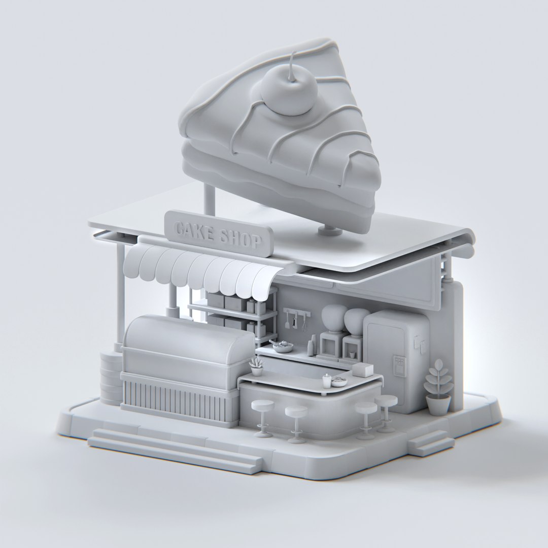 3D Isometric Cake Shop Model - TurboSquid 2330250