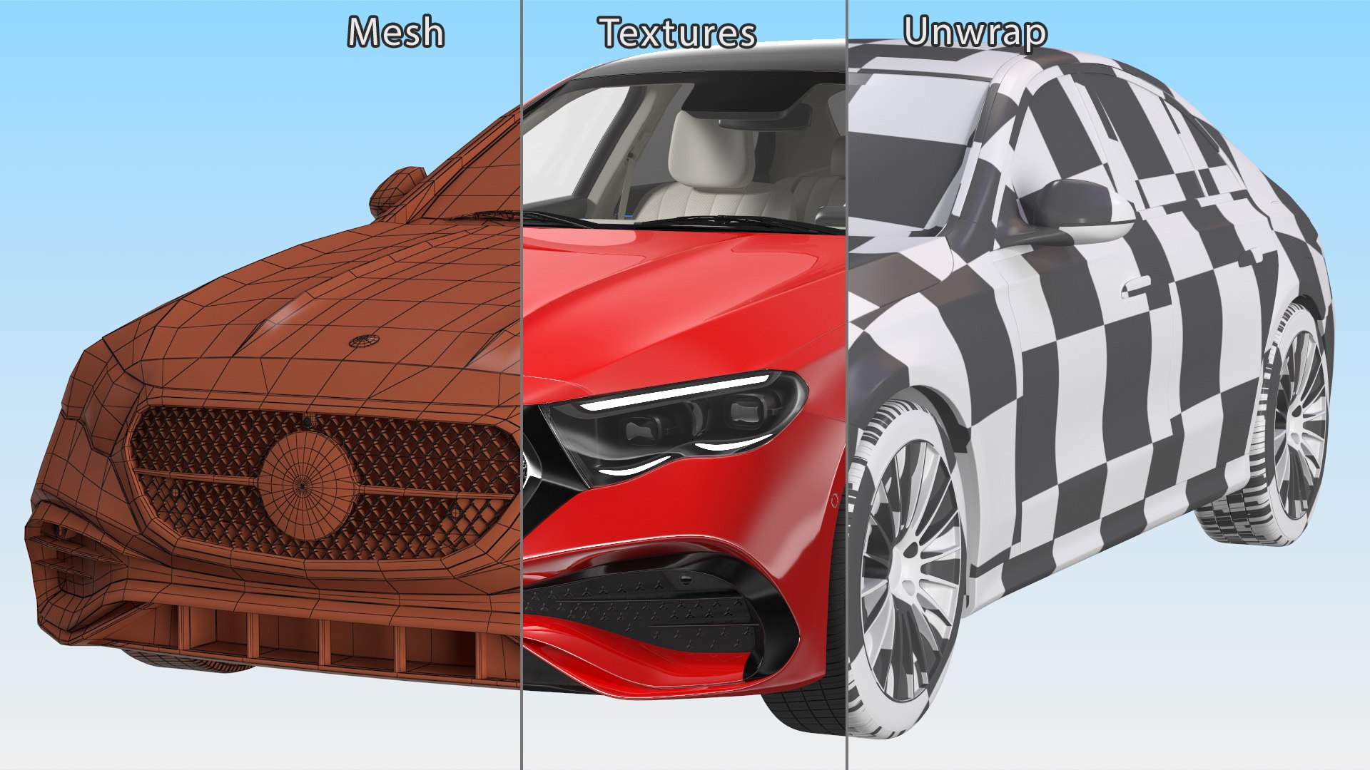 3D Mercedes E-class Red Color - TurboSquid 2164611