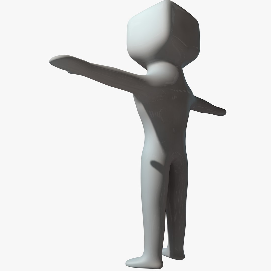Small Man Square Head 3d Model