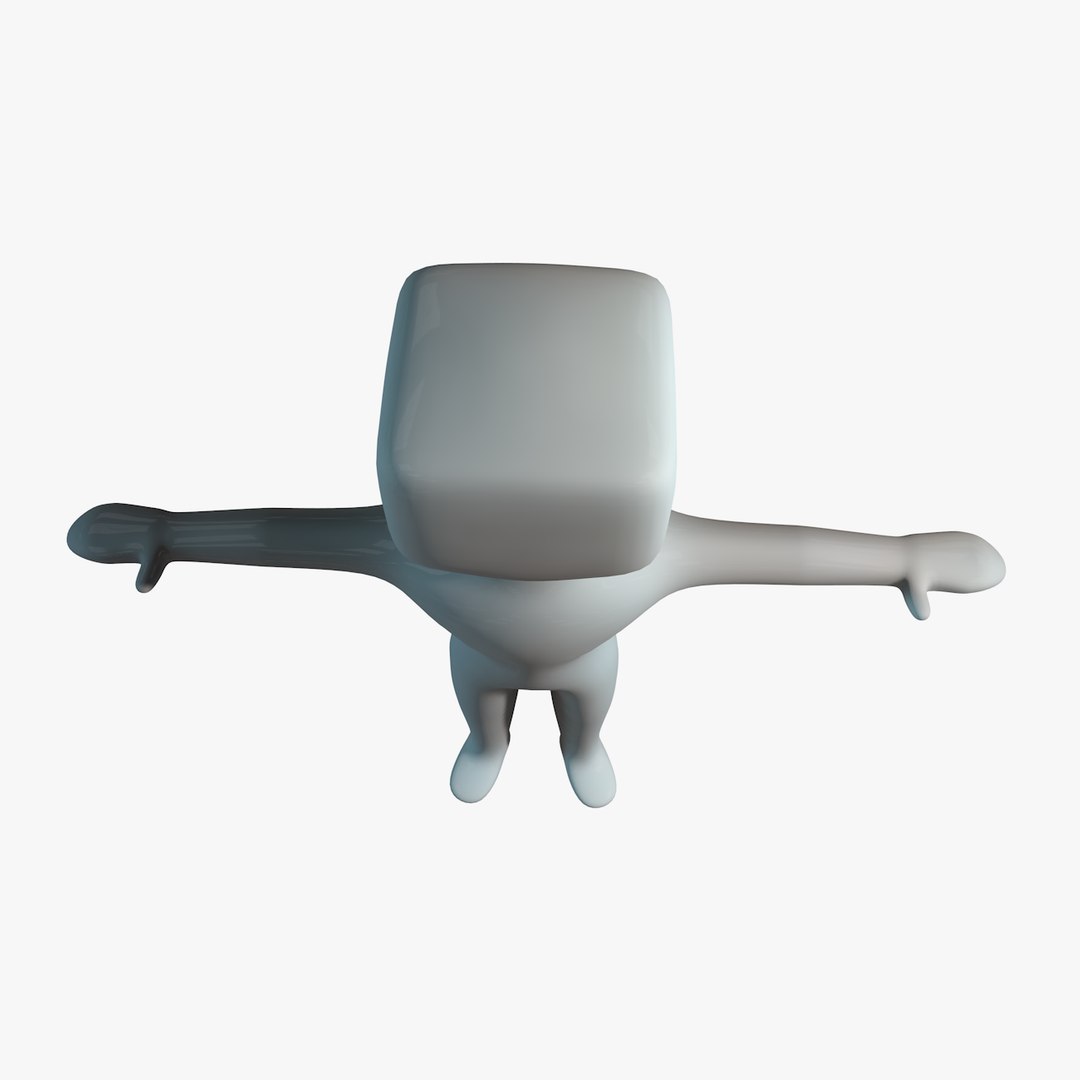 Small Man Square Head 3d Model