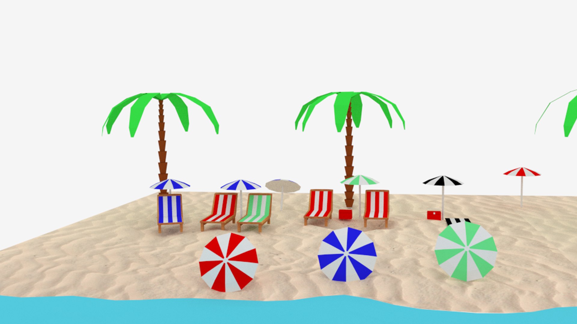 3D beach scene basic model - TurboSquid 1280629