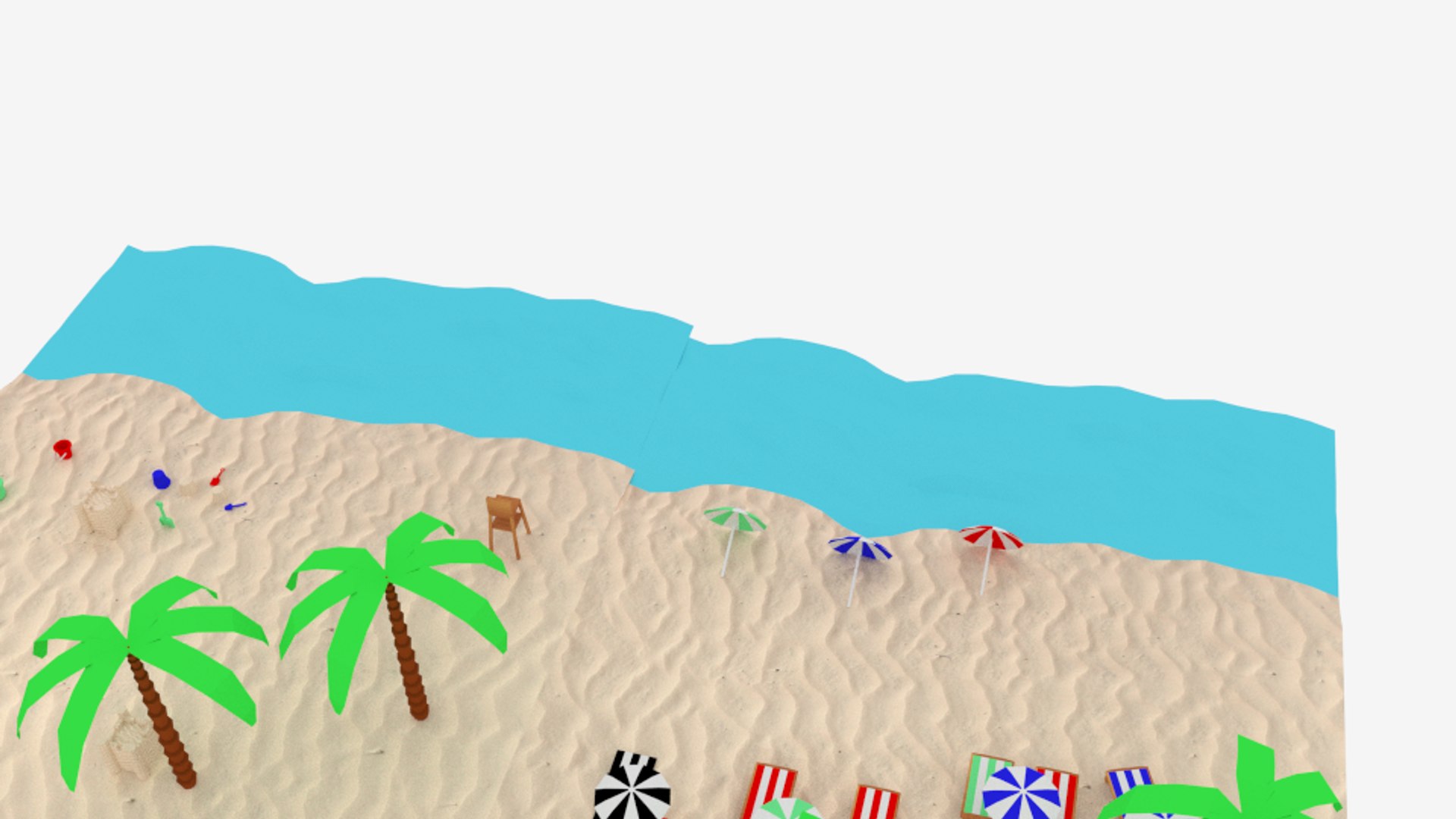 3D beach scene basic model - TurboSquid 1280629
