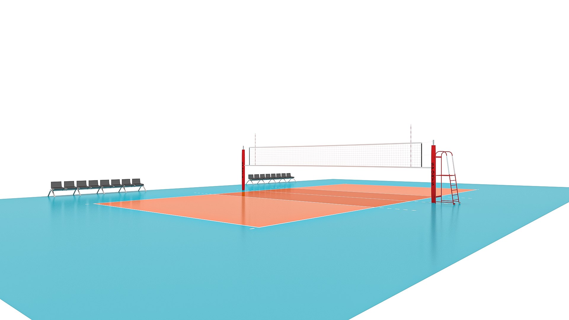 3D Volleyball Field 01 Model - TurboSquid 2223007